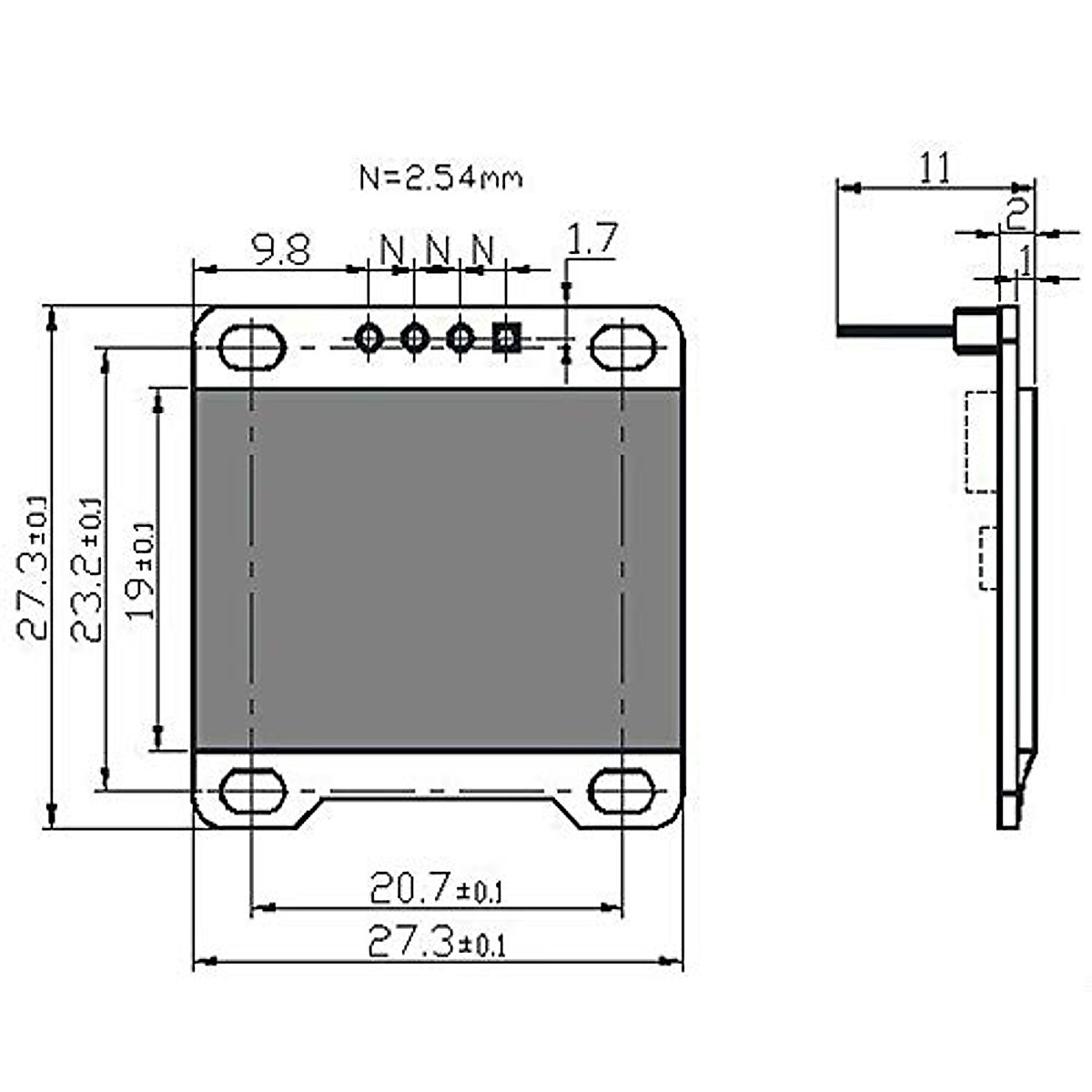 0.96 OLED Display Module, FBHDZVV 128 x 64 Pixel IIC 12864 OLED Blue I2C 0.96inch OLED Display IIC Serial with SSD1306 Chip Compatible with Raspberry Pi