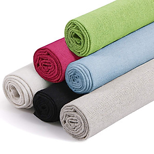 Linen Needlework Fabric, Kissbuty 6 Colors Linen Fabric Cloth for Garment Craft Flower Pot Decoration Embroidery Cross Stitch Cloth, 19.6 by 19.6 Inch (6 Colors)