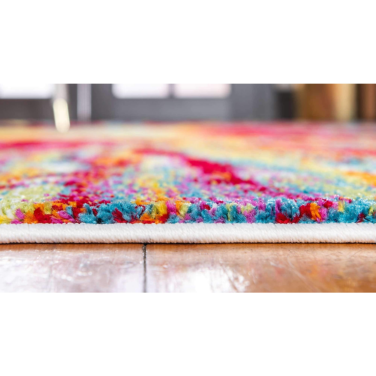 Unique Loom Lyon Collection Modern Abstract Tie-Dye Fireworks Area Rug, 9 x 12 Feet, Multi/Blue