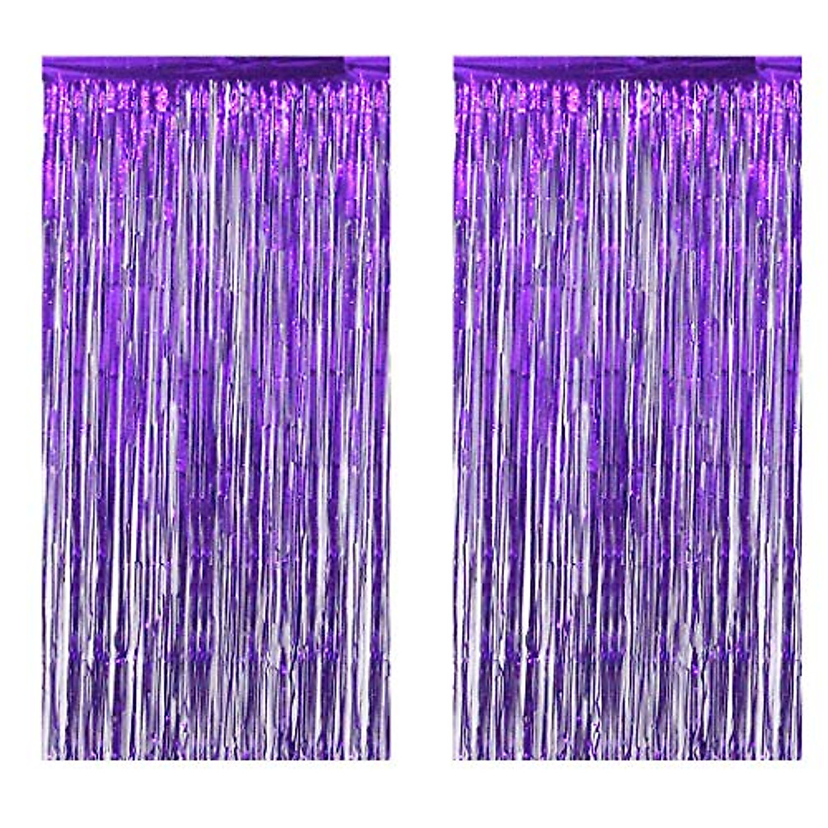 Zotemo 2 Pack Purple Foil Fringe Curtains, 3 feet x 8 feet, Shimmer Tinsel Curtain Backdrop for Birthday Wedding Prom Party, Christmas and New Year Decoration