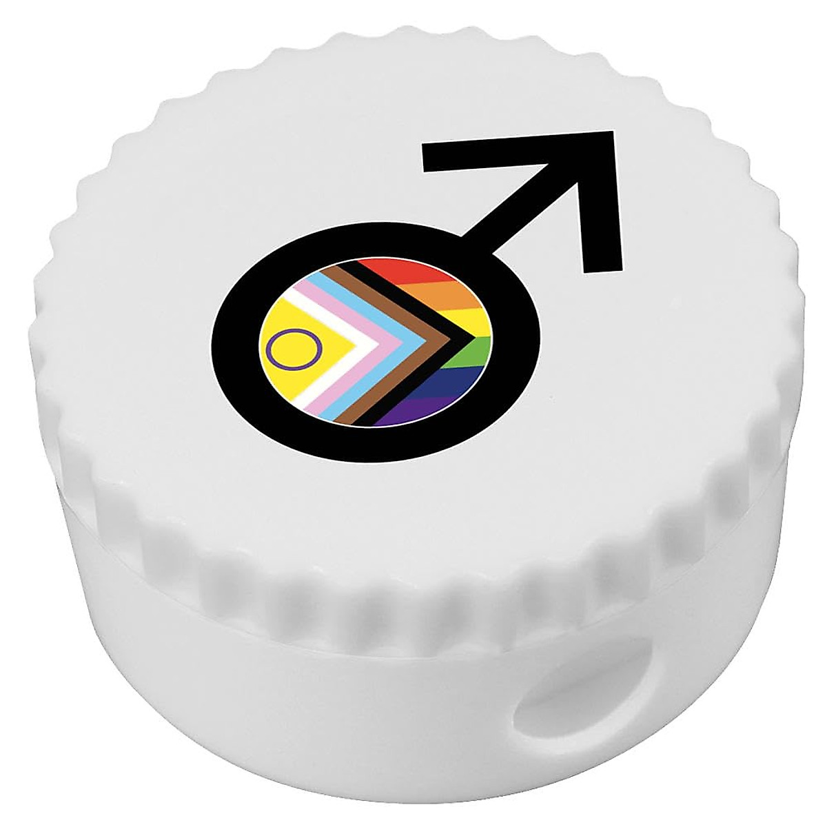 Azeeda 'Pride Flag on Male Symbol' Compact Pencil Sharpener (PS00035564)