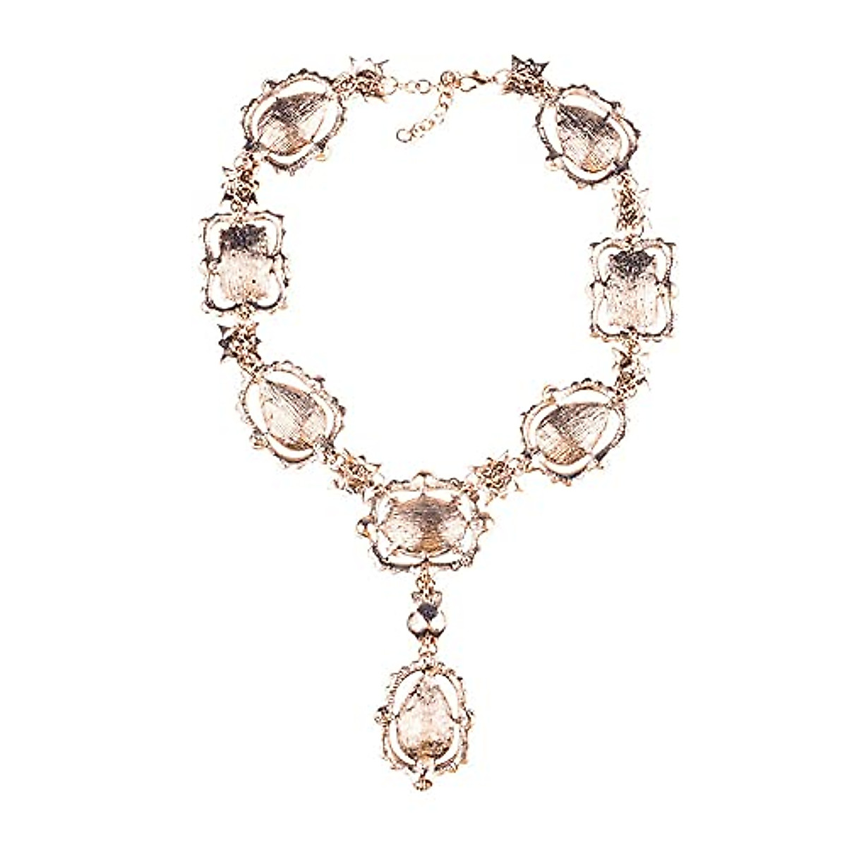 Secret for Longevity Extra Large Victorian Art Deco Antique Retro Vintage Style Gold Tone Yellow Citrine Topaz Bronze Amber Rhinestone Chunky Statement Wedding Bridal Prom Drag Queen Pageant Necklace