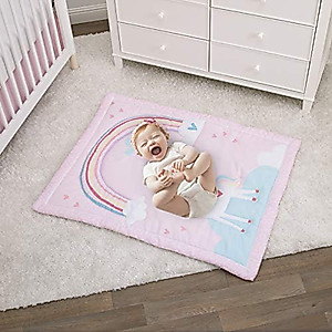 Little Love by NoJo Rainbow Unicorn Pink, Aqua, Yellow and White 3 Piece Crib Bedding Set - Comforter, Fitted Crib Sheet, Dust Ruffle