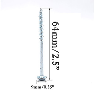 FGen 100pcs Square Groove Head Wash Wood Screw Coarse Tooth with Washer Head #8-2-1/2 inch