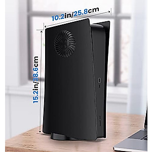 PS5 Faceplate Cooling Version PS5 Plate Cover Skin for Playstation 5 Disc Edition Upgraded Turbo Vents PS5 Replacement Side Plate Hard Shockproof ABS Anti-Scratch PS5 Plate Case Cooling Matte Black