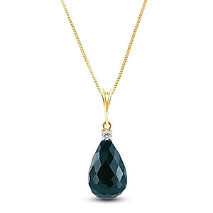Galaxy Gold GG 14k Solid Gold 18" Necklace with briolette Emerald COLOUR GREEN SAPPHIRE Pendant