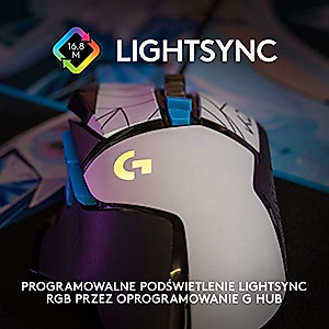 Logitech G502 Hero K/DA High Performance Wired Gaming Mouse, Hero 25K, LIGHTSYNC RGB, Adjustable Weights, 11 Programmable Buttons, On-Board Memory, Official League of Legends Gaming Gear - White