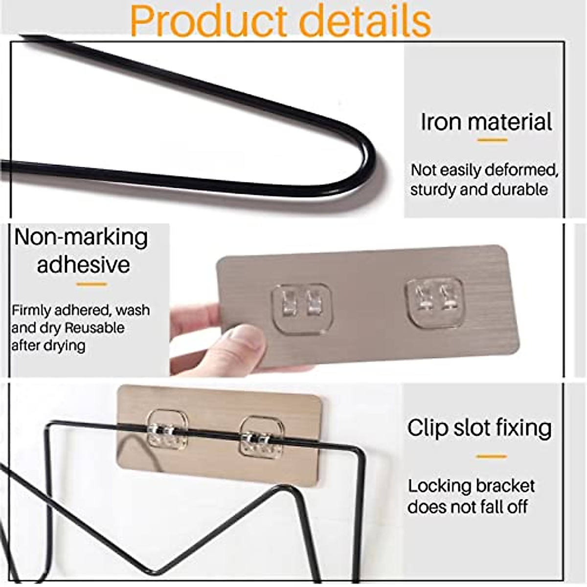 Miscati 6 Pcs Pot Lid Organizer for Cabinet Door or Pantry Wall - Pan Lid, Cutting Board, Grill Tray Rack - Reusable Hanging Pot Lid Holder for Kitchen Storage with No Drilling Adhesive (White)