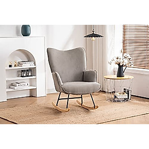 Devion Furniture Shaman Rocking Chair, Wood,Gray 26D x 31W x 37H in