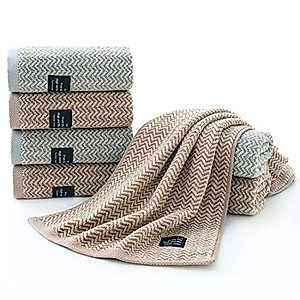 Pidada Hand Towels Set of 2 Wave Striped Pattern 100% Cotton Soft Absorbent Decorative Towel for Bathroom 13.4 x 29.1 Inch (Grey)