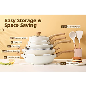 SENSARTE Ceramic Cookware Sets, Pots and Pans Set Nonstick, 14-Piece Induction Cookware, Non-toxic Healthy Non Stick Kitchen Cooking Set, with Frying Pans Set, PFAS PTFE PFOA PFOS Free