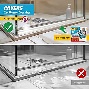 Shower Threshold Water Dam Barrier 39" - Transparent Collapsible Shower Water Blocker - Guard for Walk in Shower - Water Guard Stopper for Floor - Shower Door Water Blocker by Hippo Dam