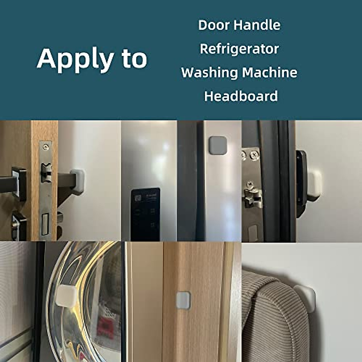 [4 Pack] [White&Gray] Door Stoppers Wall Protector Square 1.77 Inch Silicone Strong Adhesive Tape Shock Absorbent Wall Shield Door Slamming Silencer for Door Handle Furniture Protectors Rubber