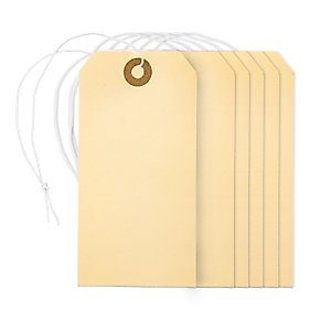 Perco Manila Shipping Tags #5 4 3/4" x 2 3/8" (12 x 6 cm) with Elastic, Box of 100