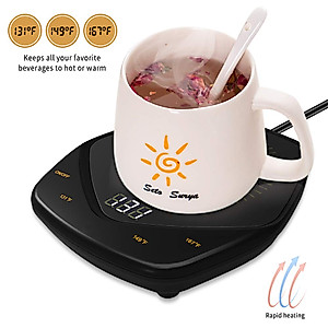 Mug Warmer, 25W Quickly Heating Coffee Warmer with Temperature 131°F/149°F/167°F Cup Warmer for Office Desk 4 Hours Auto Off for Cocoa Tea Water Milk Beverage(Gravity & Touch Switch)