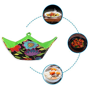 gofidin Microwave Bowl Holders Bowl Hot Pads Heat Resistant Bowl Potholders Multipurpose Holders Quilted Bowl Cozy for Soup Bowl Hot Pads Kitchen Supply (2)