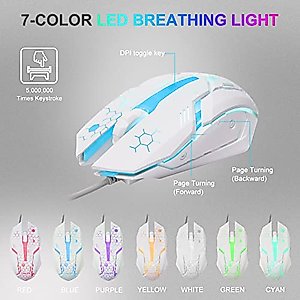 RGB Gaming Keyboard and Mouse Combo-CHONCHOW LED Backlit Wired Keyboard DPI3600 USB Mice with Mechanical Feeling Keys Rainbow Breathing Emitting Character Compatible with PS4, X Box,PC,Laptop