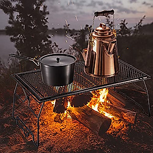 CAMPINGMOON Campfire Grill Storage Rack Camping Grill Steel Foldable Stackable T-238