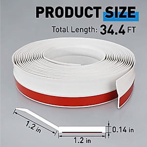 HOMWMPA Garage Door Seal Top and Sides, 34.4FT Garage Door Weather Stripping, Universal Soft and Hard Composite Rubber Weatherproofing Seal Strip with Adhesive Backing, White