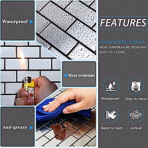 HomeyMosaic Stainless Steel Backsplash Peel and Stick Subway Metal Silver Tiles Stick on Kitchen Bathroom Countertop Fireplace,5 Sheets