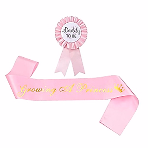 GDTO8820 CoolerthingssDG, Growing A Princess Baby Shower Pink Sash Daddy To Be Tinplate Badge Pin Kit