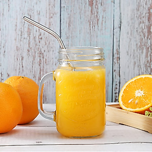 YSJILIDE Smoothie Cup with Lid and Straw, Iced Coffee Cup Reusable, Mason Jar Cups, Mason Jar Drinking Glasses for Juice Coffee Milkshake, Mason Jars with Handle Set of 2 (WHTIE)