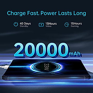OUKITEL 10in Tablet Android12 20000mAh RT2 Rugged Tablet 8GB+128GB 1TB Tablet, Waterproof Tablet 4G LTE Dual SIM+5G WiFi Smart Tablet 16MP+16MP Camera 33W Fast Charging/IP68/IP69K/OTG/T-Mobile