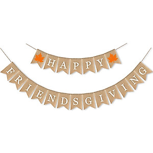 7-gost Burlap Happy Friendsgiving Banner Fall Autumn Friend Party Garland Supplies