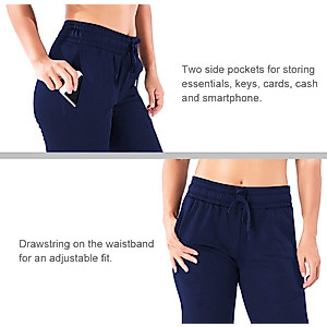 Yogipace Tall Women's Water Resistant Thermal Fleece Pants Winter Lounge Running Sweatpants with Pockets,35",Navy Blue,L