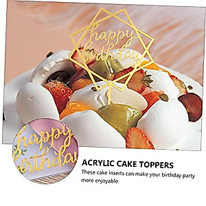 Abaodam 12 pcs Cuake Gold Insert Sweet Delicate Dessert Mirror Glitter Picks Baby Flags Double-sided or Decorations Decorative for Birthday Fruit Adults Party Ornaments Wedding Toppers