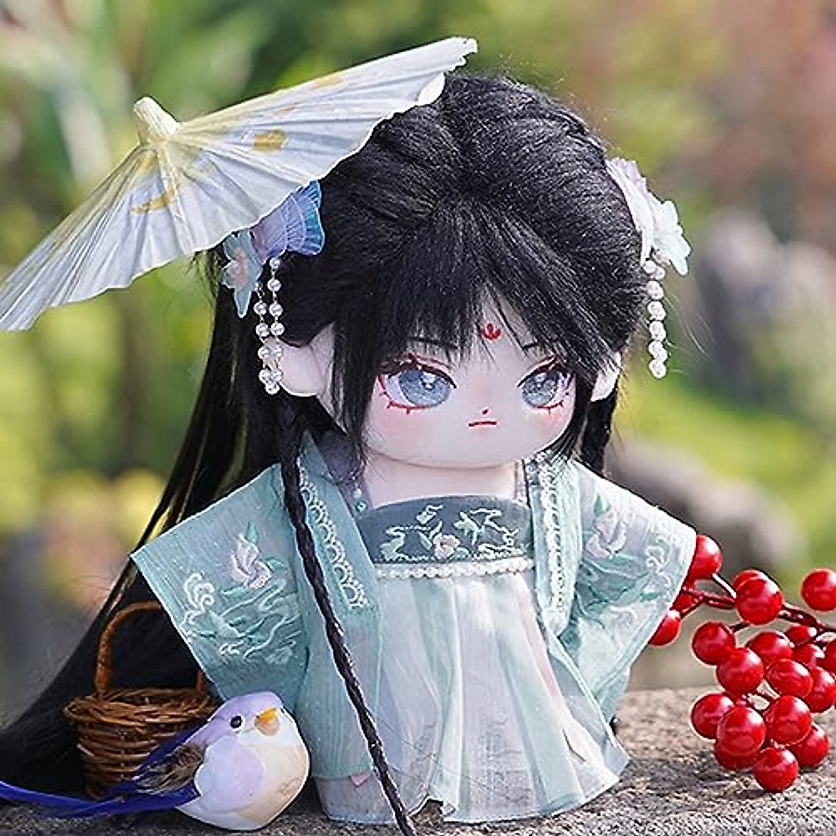 CALEMBOU 20cm Plush Doll Clothes Set, Cute Chinese Hanfu Plush Doll Clothes for Anime Plush Soft Cotton Dolls and Stuffed Animals(Without Doll) (Liyu-W/ODoll)