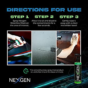 Nexgen Waterless Car Wash - Premium Quality Car Wash Spray, Showroom Car Cleaner, Professional Wash and Wax Shine, Quick Detailer Spray, Car UV Protection, Deep Gloss (8oz)