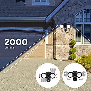 Wasserstein 3-in-1 Wired Floodlight, Charger and Mount Compatible with Arlo Pro & Arlo Pro 2 Only - 2000 Lumens Powerful Floodlight (Black) (Arlo Pro/Pro 2 NOT Included)