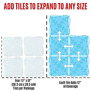SlipX Solutions Versatile Expandable Bath & Shower Safety Mat System with Microban Protection, Fits Any Size Bath Tub or Shower (Custom Size, Clear, 12" Tiles, 4 Pack)