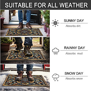 CHICHIC Door Mat Welcome Mat 18 x 30 Inch Front Door Mat Outdoors for Home Entrance Outdoors Mat for Outside Entry Way Doormat Entry Rugs, Heavy Duty Non Slip Rubber Back Low Profile, Petal 2