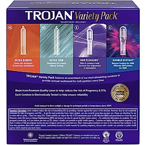 Trojan Pleasure Pack Premium Lubricated Latex Condoms, 40 Count (Fire & Ice)