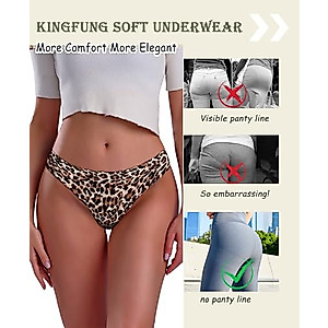 Kingfung Women Seamless Hipster Panties,No Show Invisible Stretch Bikini Underwear,Briefs Undies for Women,Tanga,5-7Pack(Thongs S)