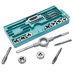 20 PCS Tap and Die Set - Metric Size M3, M4, M5, M6, M7, M8, M9, M10, M12 Tap Set and Die Set Threads Tapping Threading Tool Kit with Wrench Handle, Storage Box
