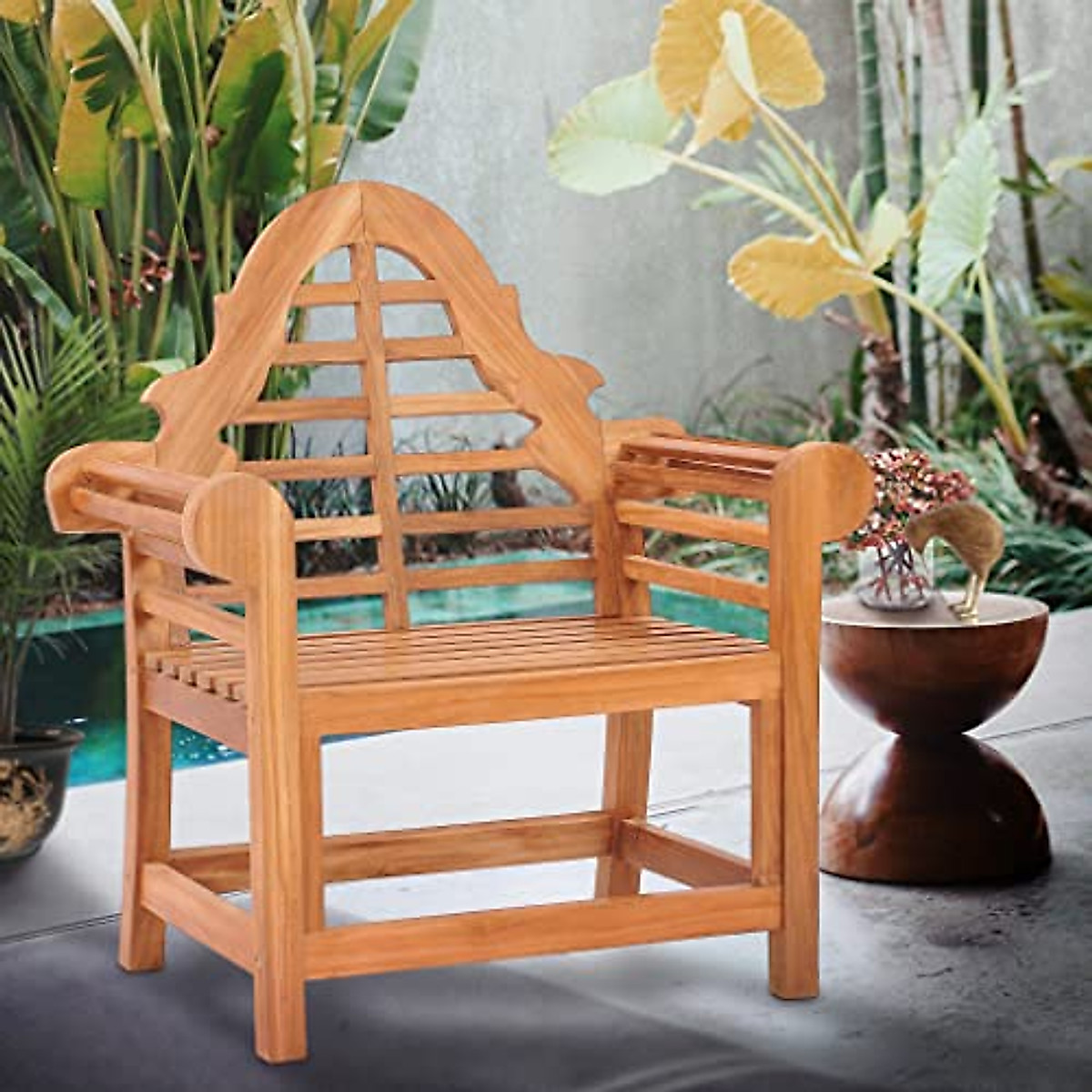 Teak Wood Lutyens Outdoor Patio Arm Chair, Made from Solid A-Grade Teak Wood