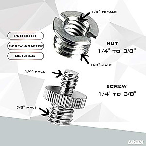 Niewalda 1/4 Inch Male to 3/8 Inch Female Tripod Screw Adapter 3/8 to 1/4 Tripod Adapter Mount Screws, Accessories for Camera/Tripod/Monopod/Light Stand