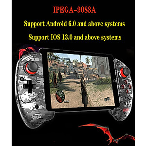 ipega-PG-9083S Wireless game controller for iPhone14/13/12/11/X/XR/8/ ipad for Galaxy S23/S22/S21/S10/ Note20/10 ,LG,one Plus,Android Smartphone Tablet (grey)