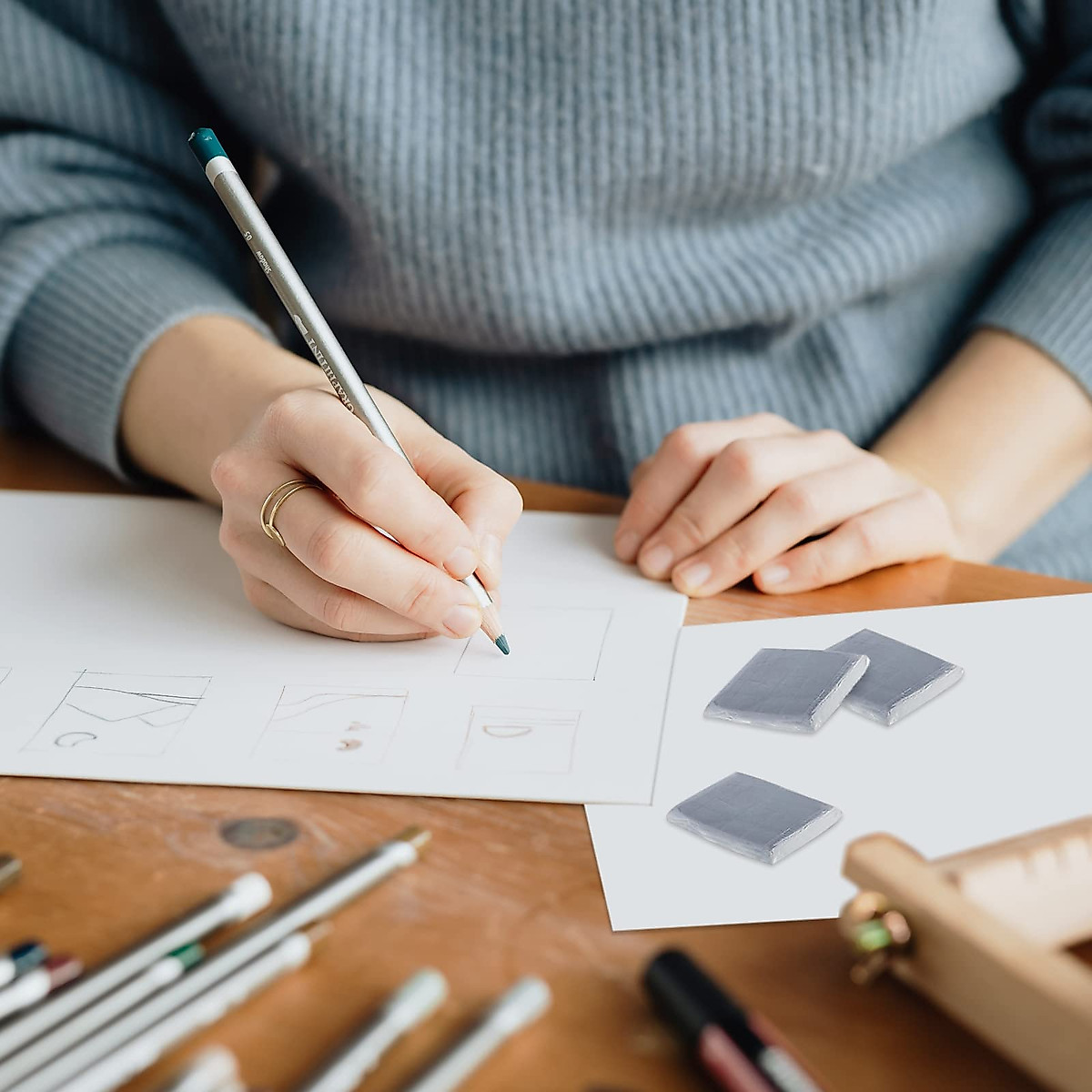 Kneaded Eraser - 4 Pack Kneaded Erasers for Artists - Erasers Medium Size Art Eraser, Gray Kneadable Erasers, Great for Artists, Sketching, Drawing and Shading