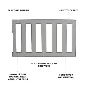 Dream On Me Universal Convertible Crib Toddler Guard Rail, Pebble Grey