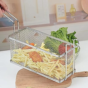 Wimarn Deep Fryer Basket, 4Pcs Commercial Non-Slip Handle Heavy Duty Nickel Plated Iron Construction Chip Basket,13" x 6" x 6", Restaurant Kitchen Frying Chips Fish Sausages