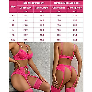 Avidlove Sexy Sleepwear for Women 4 Piece Sets High Waist Underwear(Pink S)
