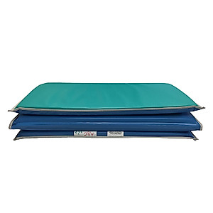 KinderMat, Heavy-Duty 1" Thick Rest Mat, 4-Section Rest Mat, 48" x 24" x 1", Blue/Teal with Grey Binding, Great for School, Daycare, Travel, and Home, Made in The USA