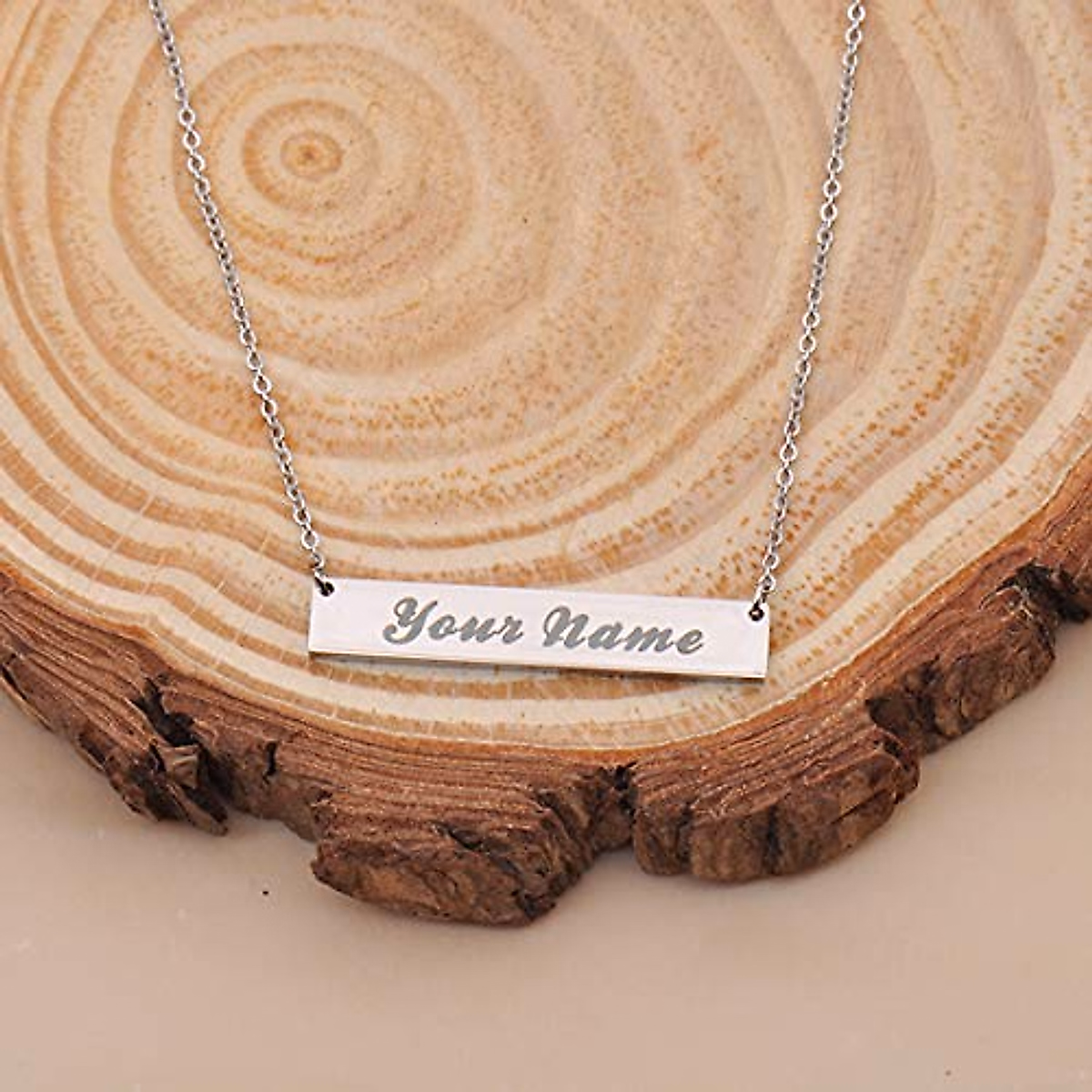 Love Wind Long Bar Necklace Personalized Cobi Nameplate Monogram Initial Necklace for Women