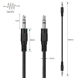 YUSTDA New 3.5mm 3-Pole to 3-Pole AUX Audio Cable Cord Stereo Male to Same LINE for Hosa CMM-103 Stereo Interconnect CMM103