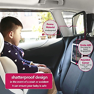 Baby Mirror for Car with Ipad Holder - XL Infant Car Mirror for Baby Rear Facing - 360° Wide Angle, Clear View, Shatterproof & Crash Tested Safety Baby Car Mirror for Back Seat with Car Tablet Holder