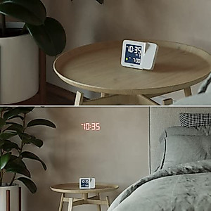 Braun Digital Projection Alarm Clock with 4 Backlight Options, Negative LCD Display, Quick Set, Beep Alarm in White, Model BC15W